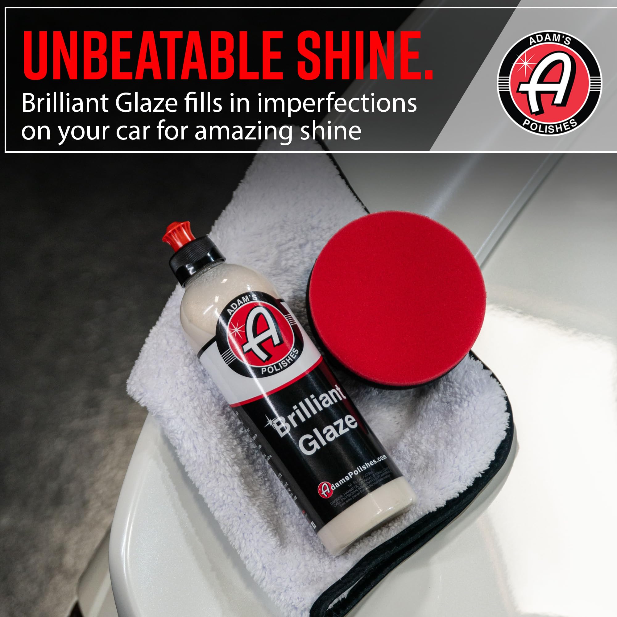 Adam's Polishes Brilliant Glaze 16oz - Amazing Depth, Gloss and Clarity - Achieve that Deep, Wet Looking Shine - Super Easy On and Easy Off (Combo)