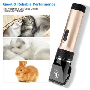 CEENWES Pet Clippers (Upgrade Version) Low Noise Professional Dog Clippers Rechargeable Cordless Pet Clipper Trimmers Pet Hair Grooming Kit for Cats Dogs and Other Animals