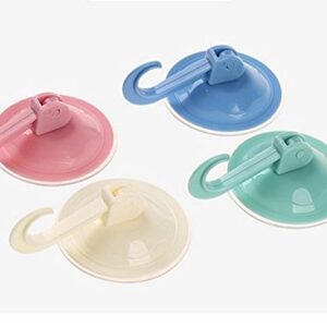 WOIWO Suction Cup Hooks,for Bathroom Kitchen Office Towel Key Coat Bag Clear Plastic Damage-Free Vacuum Suction Tile Hook Accessories 4PCS (Random Color)