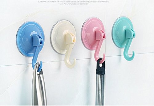 WOIWO Suction Cup Hooks,for Bathroom Kitchen Office Towel Key Coat Bag Clear Plastic Damage-Free Vacuum Suction Tile Hook Accessories 4PCS (Random Color)