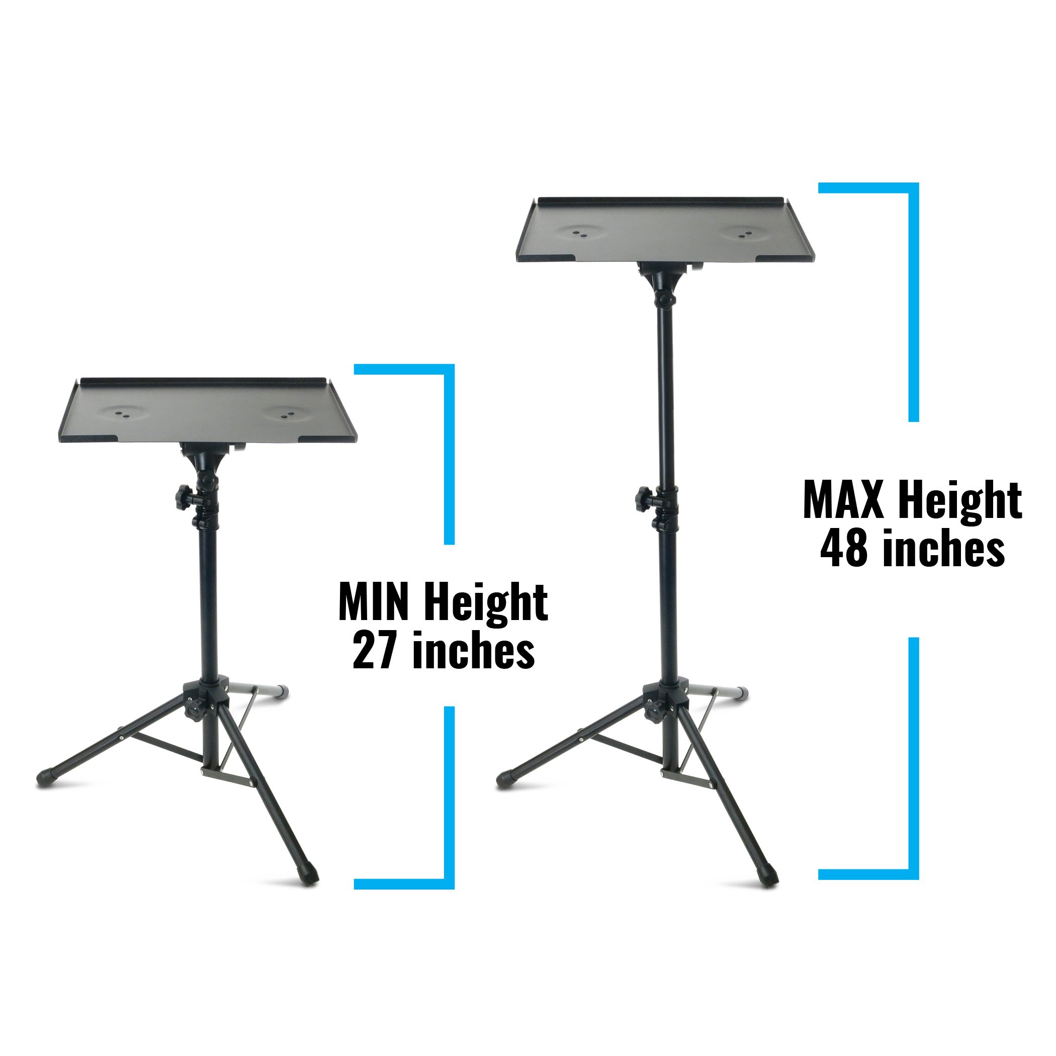 Plixio Adjustable Laptop Projector Stand - Portable Podium Tripod Mount, DJ Mixer Stand Up Desk Computer Stand Tray and Holder (27" to 48")