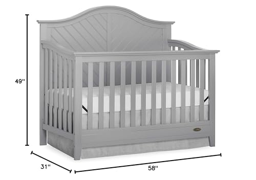 Dream On Me Ella 5-in-1 Full Size Convertible Crib in Pebble Grey, Greenguard Gold Certified