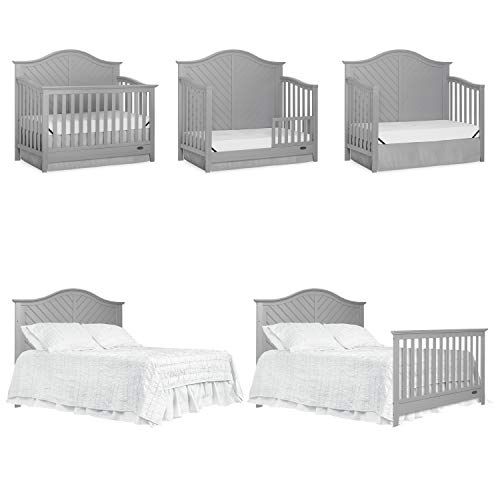 Dream On Me Ella 5-in-1 Full Size Convertible Crib in Pebble Grey, Greenguard Gold Certified