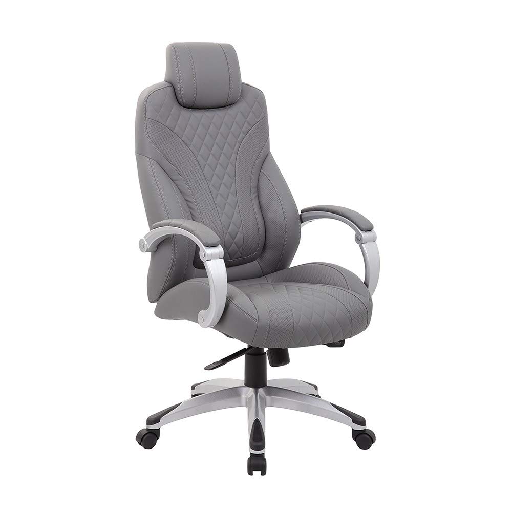 Boss Office Products Chairs Executive Seating Hinged Arm, Gray