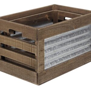 Cheungs Set of 2 Rectangular Ridged Metal Accent Storage Crate, Gray