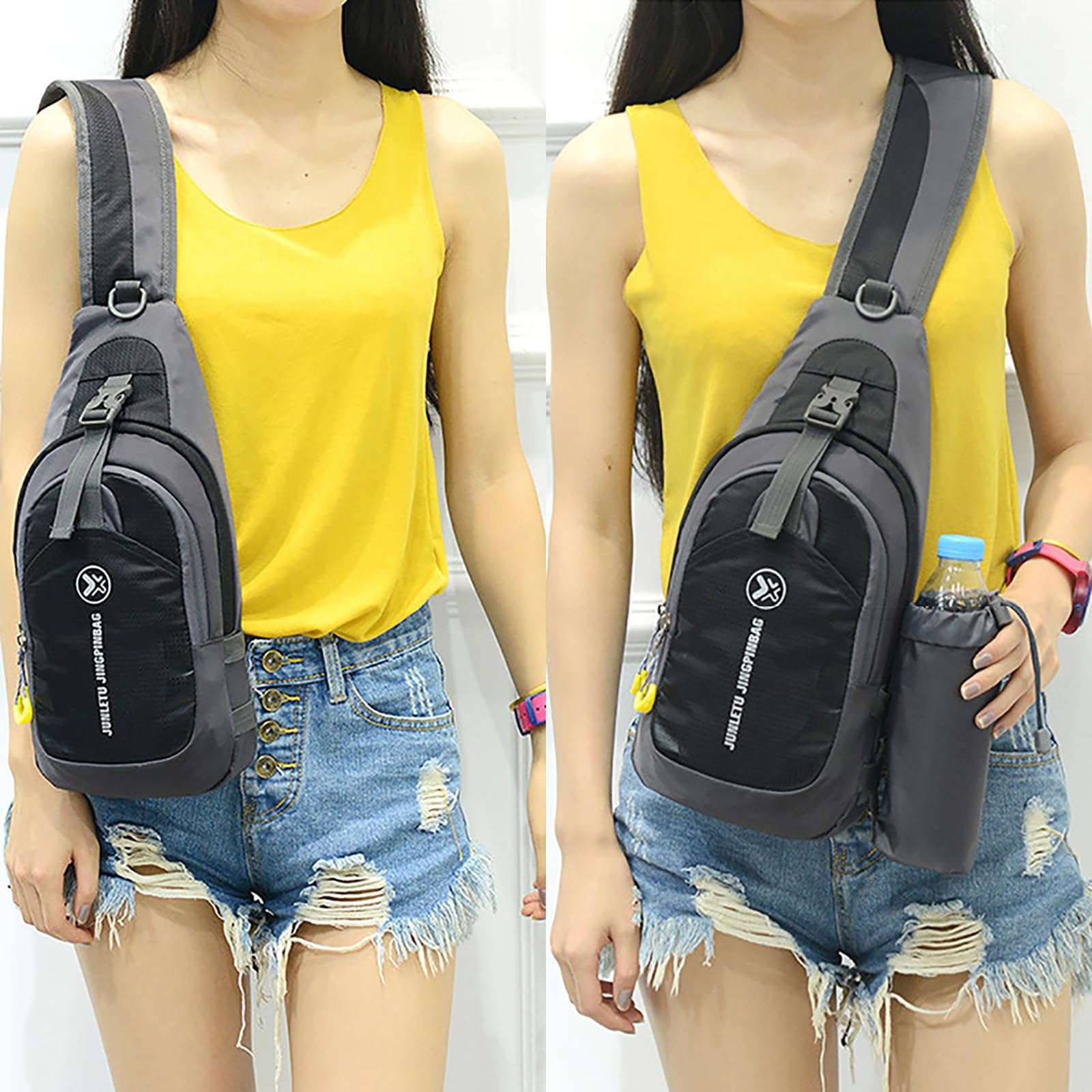 Peicees Chest Crossbody Sling Backpack Bag Travel Bike Gym Daypack for Women Men