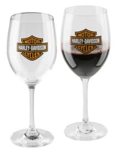 harley-davidson core bar & shield logo wine glass set - 19 oz. hdx-98708