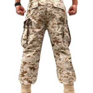 ZLSLZ Men's Military Tactical Casual Camouflage Multi-Pocket BDU Cargo Pants Trousers (M, Desert Camo)