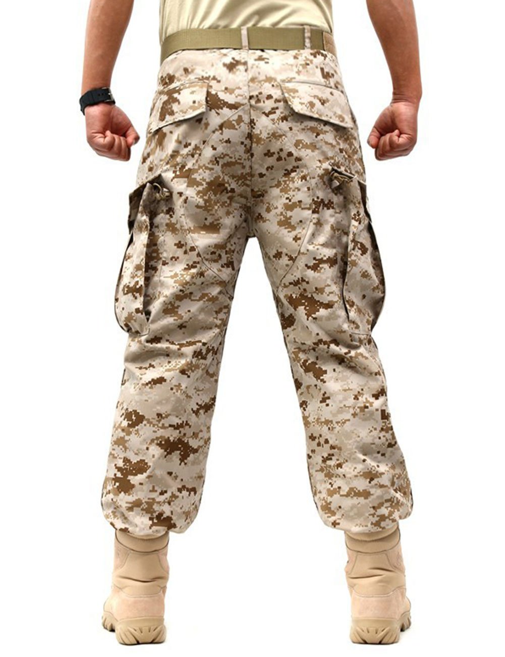 ZLSLZ Men's Military Tactical Casual Camouflage Multi-Pocket BDU Cargo Pants Trousers (M, Desert Camo)