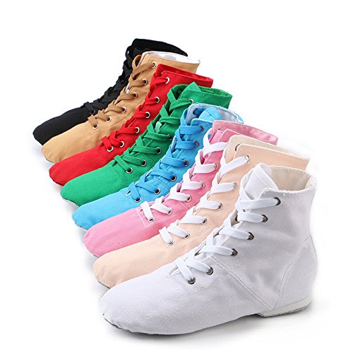 missfiona Jazz Shoes for Woman Canvas Dance Boots Split Sole Ballroom Dancing Flat(9, White)