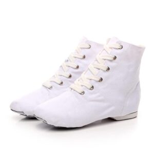 missfiona Jazz Shoes for Woman Canvas Dance Boots Split Sole Ballroom Dancing Flat(9, White)