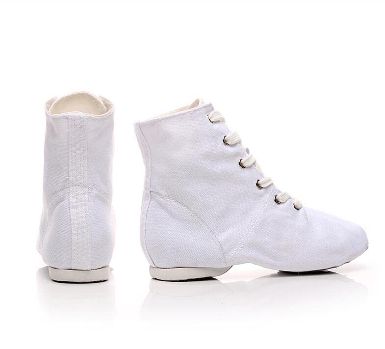 missfiona Jazz Shoes for Woman Canvas Dance Boots Split Sole Ballroom Dancing Flat(9, White)