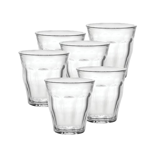 Duralex Made In France Picardie Clear Tumbler Drinking Glass Set of 6, 8-3/8-Ounce