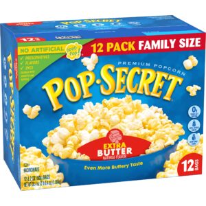 Pop Secret Popcorn, Extra Butter, 3.2 Oz Bags, 12 Ct