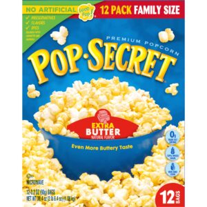 Pop Secret Popcorn, Extra Butter, 3.2 Oz Bags, 12 Ct