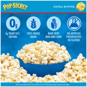 Pop Secret Popcorn, Extra Butter, 3.2 Oz Bags, 12 Ct