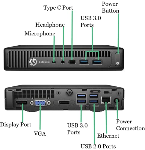 HP 600 G2 Micro Computer Mini Tower Tiny PC (Intel Quad Core i3-6100T, 16GB Ram, 128GB SSD, WIFI, VGA, USB 3.0) Win 10 Pro (Renewed)