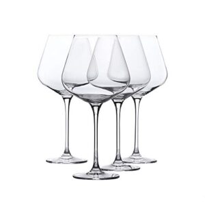 whole housewares | wine glasses set of 4 | hand blown italian style crystal clear glass with stem | red wine glasses lead-free premium glasses as gift sets (25 oz)