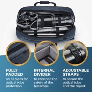 bagmate Multipurpose Telescope Bag – Shock-Absorbent Telescope Carrying Case with Adjustable Shoulder Strap and Extra Storage – Water Repellent (30 Inches) - Compatible with Celestron Telescope