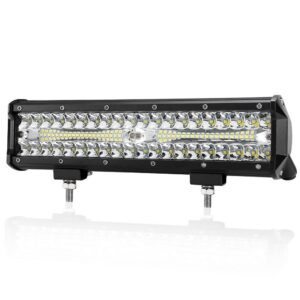 lite-way 12 inch led light bar for truck, boat, atv,utv, marine, ip68, 30000lm led pods spot & flood combo beam, 12v triple row light bar off road driving led work lights