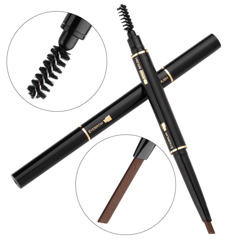 Eyebrow Pencil 2 Packs, Waterproof Smudge-proof Brow Pencil with Brow Brush, Automatic Eye Brow Makeup by SEILANC, Dark Brown