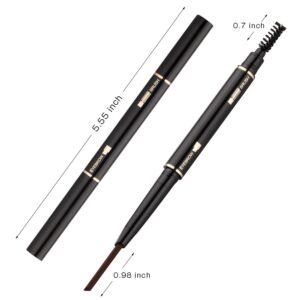 Eyebrow Pencil 2 Packs, Waterproof Smudge-proof Brow Pencil with Brow Brush, Automatic Eye Brow Makeup by SEILANC, Dark Brown