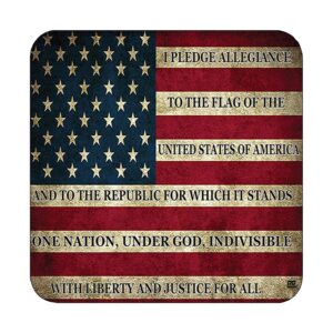 Patriotic USA Flag Drink Coaster Set Gift United States Pledge of Allegiance Bar Kitchen Home