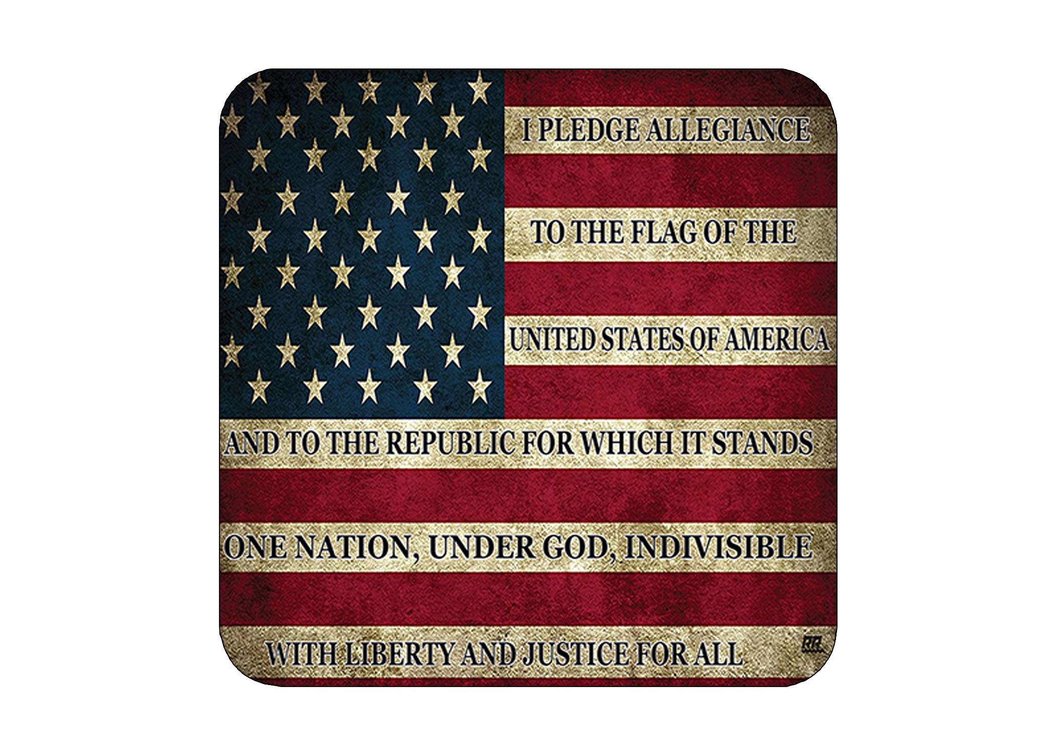 Patriotic USA Flag Drink Coaster Set Gift United States Pledge of Allegiance Bar Kitchen Home