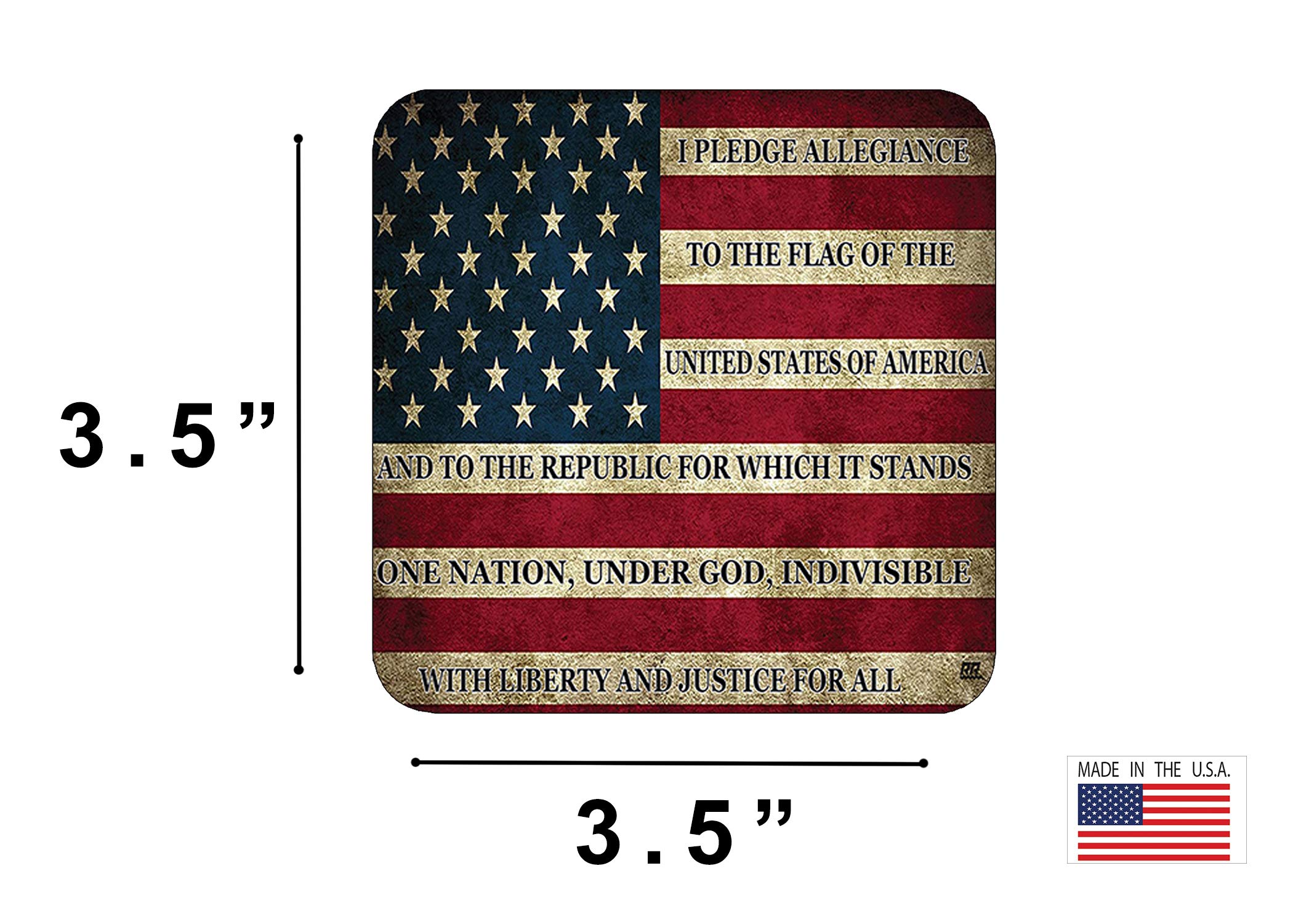 Patriotic USA Flag Drink Coaster Set Gift United States Pledge of Allegiance Bar Kitchen Home