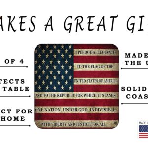 Patriotic USA Flag Drink Coaster Set Gift United States Pledge of Allegiance Bar Kitchen Home