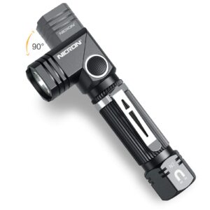 flashlight, nicron n7 600 lumens tactical flashlight, 90 degree ip65 waterproof led mini flashlight 4 modes- best high lumens are for camping, outdoor, hiking （not including batteries）gift