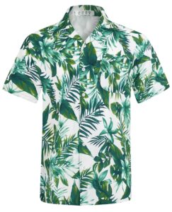 eletop men's hawaiian shirt quick dry tropical aloha shirts floral print beach party casual shirts green f039 xxl