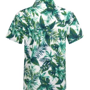 ELETOP Men's Hawaiian Shirt Quick Dry Tropical Aloha Shirts Floral Print Beach Party Casual Shirts Green F039 XXL