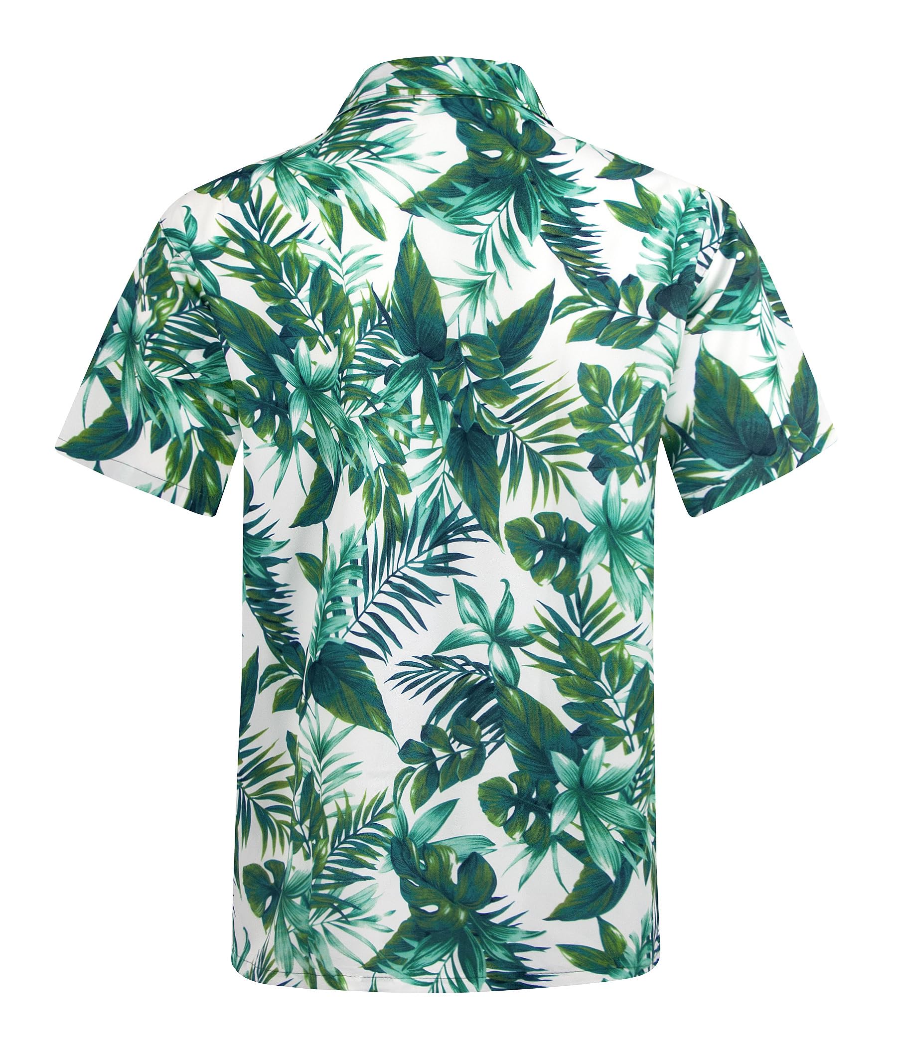 ELETOP Men's Hawaiian Shirt Quick Dry Tropical Aloha Shirts Floral Print Beach Party Casual Shirts Green F039 XXL