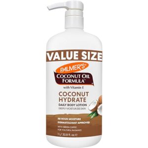 palmer's coconut oil formula body lotion for dry skin, hand & body moisturizer with green coffee extract & vitamin e, value size pump bottle, 33.8 fl oz (pack of 1)