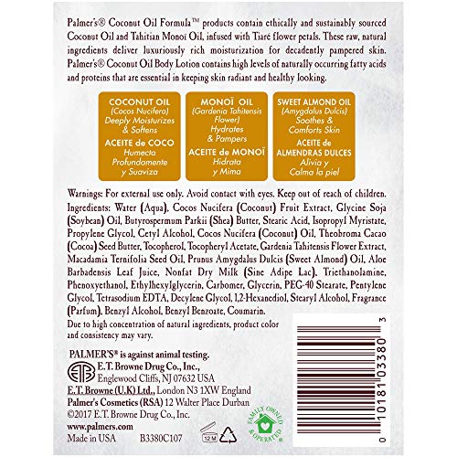 Palmer's Coconut Oil Formula Body Lotion for Dry Skin, Hand & Body Moisturizer with Green Coffee Extract & Vitamin E, Value Size Pump Bottle, 33.8 Fl Oz (Pack of 1)