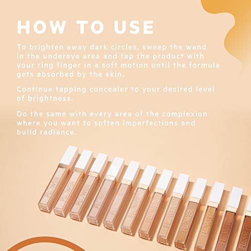 FLOWER BEAUTY Light Illusion Full Coverage Concealer - Diffuse Dark Under Eye Circles + Blurs Blemishes - Weightless Formula + Crease Proof Makeup (Light Medium)