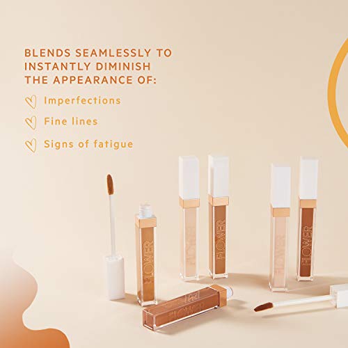 FLOWER BEAUTY Light Illusion Full Coverage Concealer - Diffuse Dark Under Eye Circles + Blurs Blemishes - Weightless Formula + Crease Proof Makeup (Light Medium)