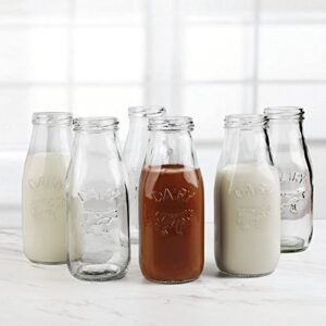 Circleware Country Milk Bottles Set of 6 Drinking Glasses Home and Kitchen Dairy Cow Glassware for Water, Juice, Beer, Bar Liquor Dining Beverage Gifts, Farmhouse Decor, 6 Count (Pack of 1), Clear