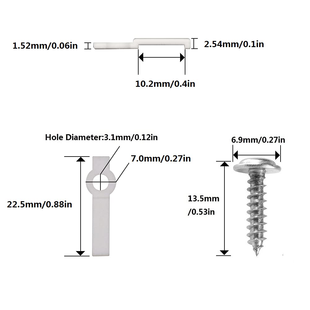 MSDUSA 100Pack LED Strip Light Mounting Clips LED Tape Light Brackets Suit for 8MM/10MM Width IP20/IP44 Non Waterproof Strip Light