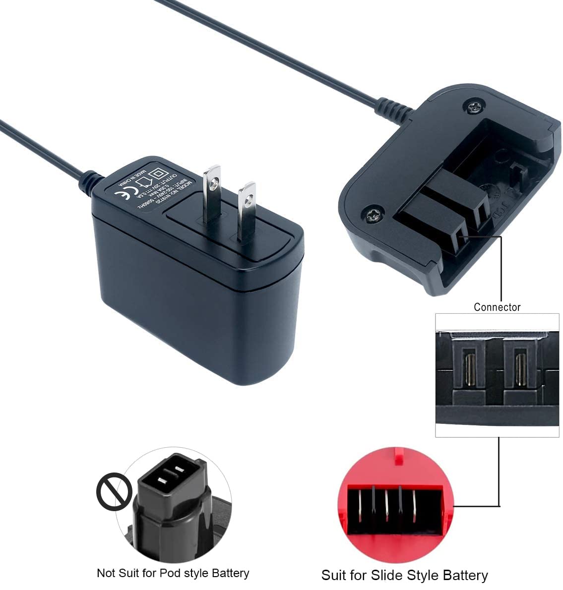 9.6V-18V NI-CD&NI-MH Multi Volt Battery Charger 90556254-01 Replace for Black&Decker 18V 14.4V 12V 9.6V Slide Battery HPB18-OPE HPB18 HPB14 HPB12 HPB96