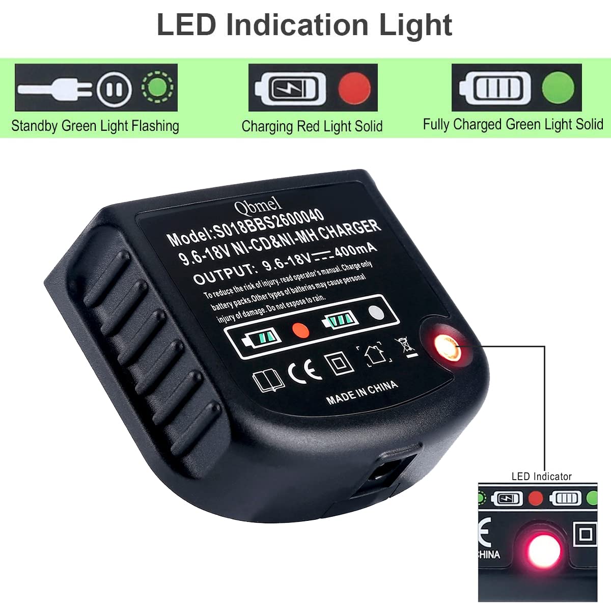 9.6V-18V NI-CD&NI-MH Multi Volt Battery Charger 90556254-01 Replace for Black&Decker 18V 14.4V 12V 9.6V Slide Battery HPB18-OPE HPB18 HPB14 HPB12 HPB96