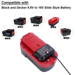 9.6V-18V NI-CD&NI-MH Multi Volt Battery Charger 90556254-01 Replace for Black&Decker 18V 14.4V 12V 9.6V Slide Battery HPB18-OPE HPB18 HPB14 HPB12 HPB96