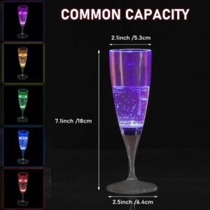 HOMEYA LED Champagne Flutes (Set of 6 Multi-Color), Water Liquid Activated Light Up Cups Flashing Wine Glasses Blinking Cocktail Whisky Drinkware Glow Dark for Christmas Halloween Party Wedding Gifts