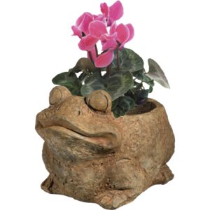 Classic Home and Garden Cement Buddies Indoor Outdoor Planter with Drainage Hole, Frog, Rust, Small, 5.5in