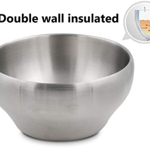 Stainless Steel Double-wall Vacuum Insulated Bowl, 24 oz, Perfect bowls for serving ice cream or hot soup (1 Pack, Stainless Steel)