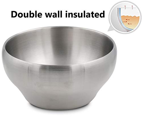 Stainless Steel Double-wall Vacuum Insulated Bowl, 24 oz, Perfect bowls for serving ice cream or hot soup (1 Pack, Stainless Steel)