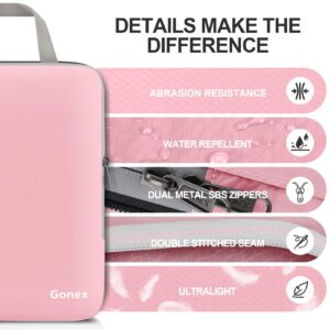 Gonex Compression Packing Cubes, 4pcs Expandable Storage Travel Luggage Bags Organizers (Pink)