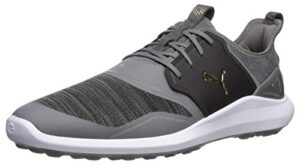 puma golf men's ignite nxt lace golf shoe, quiet shade-puma team gold-puma black, 10.5 m us