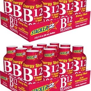 Stacker 2 B12 Energy Shot 24 Count Acai & Pomegranate 2oz Daily Value 10,000%